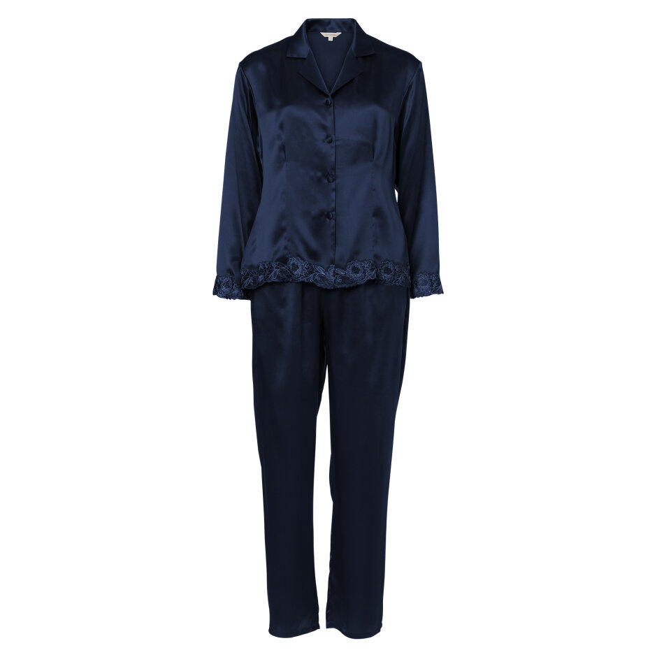 Pyjamas - Lady avenue - Silke Pyjamas med blonder Indigo