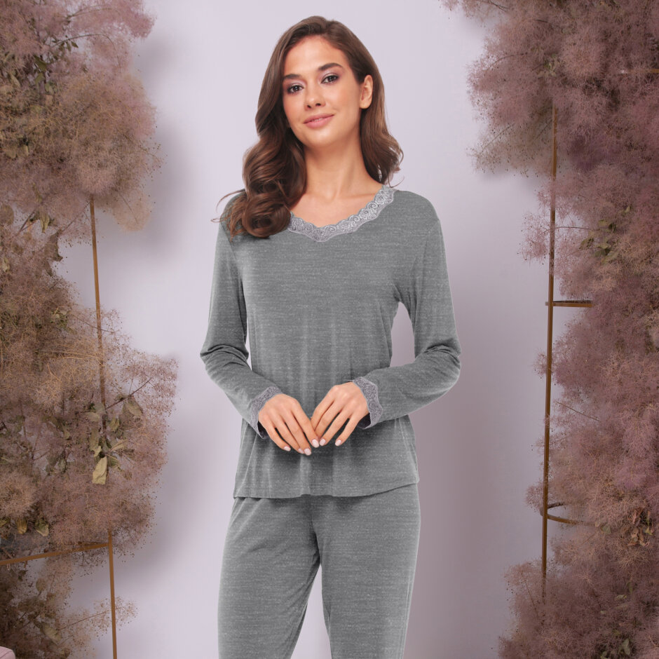 Pyjamas - Lady avenue - Bambus Pyjamas Grey Melange