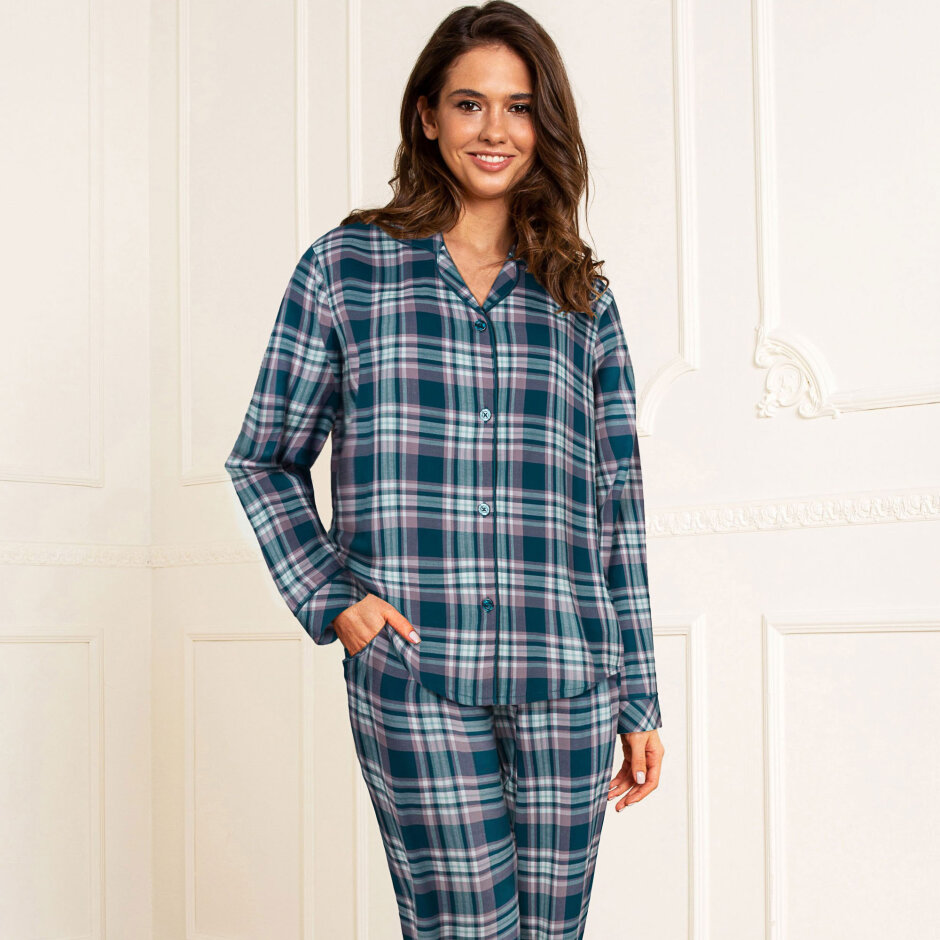 Pyjamas - Lady avenue - Bomuld Flannel Pyjamas Petrol Checks